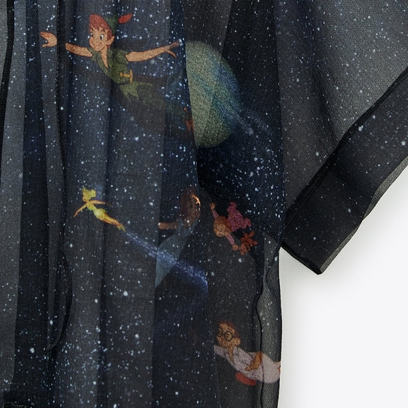 Zara | Dresses | Nwt Zara X Disney Peter Pan Black Sheer Tieneck ...